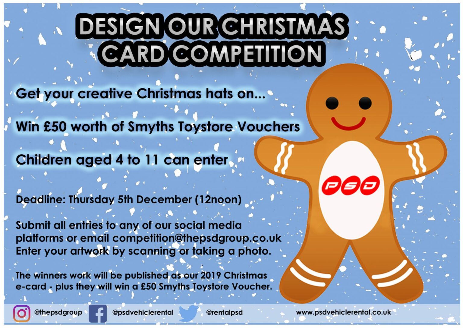 Design our Christmas card competition at PSD - PSD Vehicle Rental