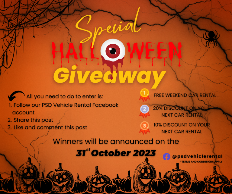 🎃🚗 HALLOWEEN GIVEAWAY ALERT! 🚗🎃 - PSD Vehicle Rental